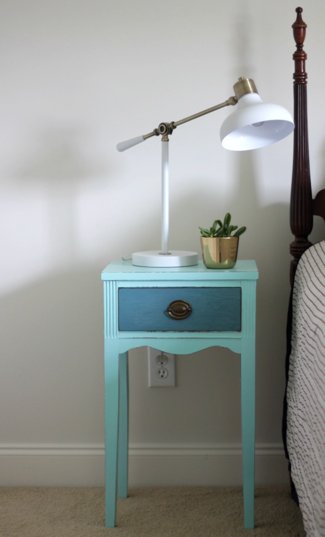 Aqua and Turquoise Nightstand Makeover